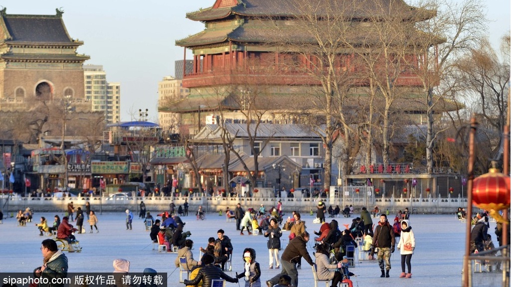 Ice skating on Shichahai Lake