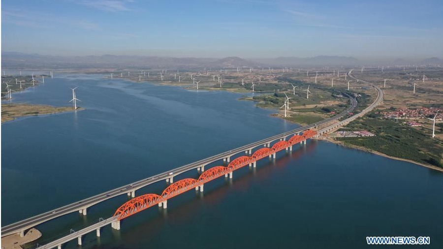 Guanting Reservoir grand bridge in north China's Hebei